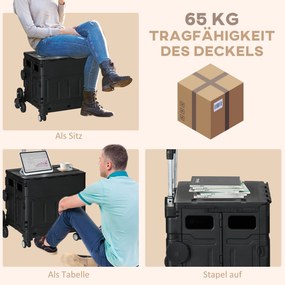 HOMCOM Skládací nákupní vozík, přenosný do 80 kg, nákupní vozík s nastavitelnou teleskopickou rukojetí, schodolez s víkem, přepravní vozík| Aosom