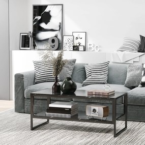 HOMCOM Moderní konferenční stolek se 2 policemi 106 x 50 x 47 cm Černý | Aosom