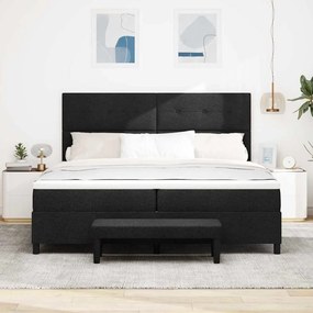 Postel s boxspringem s čelo Černá 200 x 200 cm textil 3344095