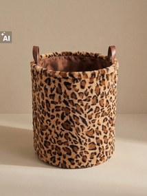 Sinsay - Plyšový úložný koš s uchy s leopardím vzorem - vícebarevná