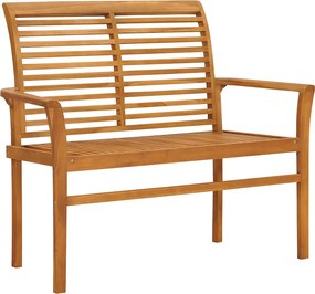 Zahradní lavice s šedou poduškou 112 cm masivní teak 3062650