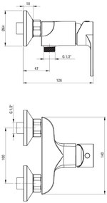 Deante Shower mixer, wall-mounted - 10 cm mounting