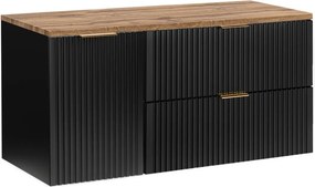 Skříňka pod umyvadlo 120 cm s košem na prádlo a zásuvkami Adel Black (SET-ADB B WOTAN 120CM LB)