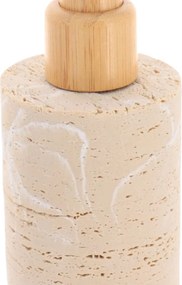 Dávkovač mýdla Arva, krémová/s dřevěnými prvky, 400 ml