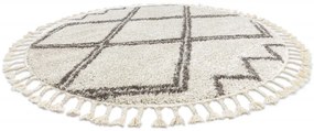 Dywany Łuszczów, Kusový koberec Berber Asila cream and brown kruh, 120x120 (průměr) kruh, hnědá, ložnice