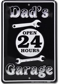 Plechová cedule Dads garage open 24 hours 20 cm x 30 cm