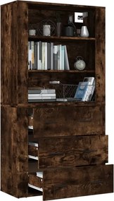 Skříň highboard kouřový dub kompozitní dřevo 3185396