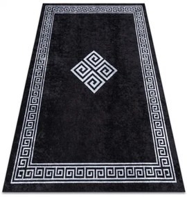 Kusový koberec pratelný MIRO 52071.804 Klasický Řecký vzor protiskluzový černý bílý Rozměr: 80x150 cm