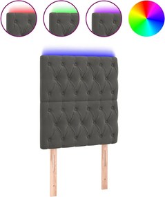 Čelo postele s LED tmavě šedé 80x7x118/128 cm samet 3122791
