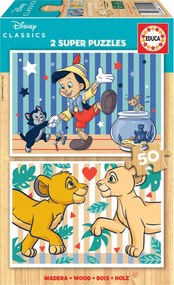 Educa dřevěné puzzle disney klasika 2 × 50 dílků