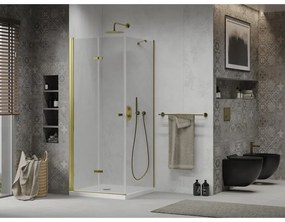 Mexen Lima sprchový kout 70x70cm, 6mm sklo, zlatý profil - čiré sklo + Slim sprchová vanička - 856-070-070-50-00-4010