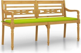 Lavice Batavia se zelenou poduškou 150 cm masivní teakové dřevo 3100837