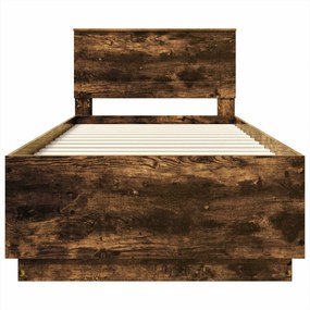 Rám postele s čelo Kouřový dub 100 x 200 cm Kompozitní dřevo 3408198