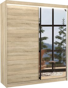 ADRK Furniture Posuvná skříň se zrcadlem a LED osvětlením VIKI 180 SW-VIK-S-180+L-V344