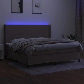 Box spring postel s matrací a LED taupe 200x200 cm textil 3138185