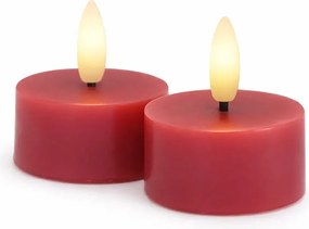 Sada LED čajové svíčky na baterie Sille Tealight, Ø 4,5 × 2,2 cm, švestkové, z pravého vosku, balení 2 ks