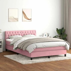 Box spring postel s matrací a LED růžová 160x210 cm samet 3317180