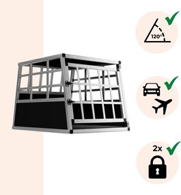 Přepravka pro psa BRUNO, 70x54x51cm, stříbrná/černá Cadoca