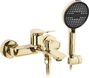Rea Vision PREMIUM, nástěnná vanová baterie s ruční sprchovou soupravou, zlatá lesklá, REA-B6736