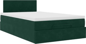 Osmanská postel s matrací &amp; LED tmavě zelená 120x190cm samet 3312539