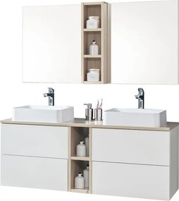 Mereo Mereo, Aira, koupelnová skříňka s umyvadlem z litého mramoru 121 cm, bílá, dub, šedá, CN723M