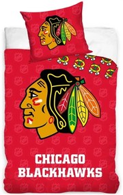 Hokejové ložní povlečení NHL Chicago Blackhawks - motiv Shields - 100% bavlna renforcé - 70 x 90 cm + 140 x 200 cm
