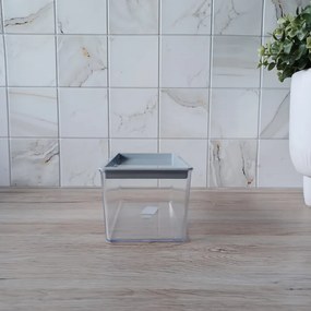 DÓZA NA SUCHÉ POTRAVINY 800 ml – nízká, průhledná | DomaLEP varianta: ŠEDÁ