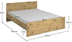 Kondela Postel, 160x200, dub artisan, AIRON