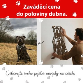 dřevo života Dřevěná dekorace pejska z vaší fotografie Zvolte barvu dekoru: Dub Sonoma, Delší strana: 80
