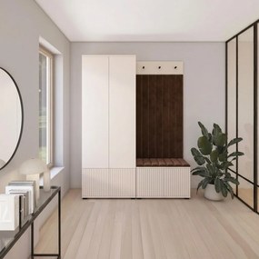 Předsíňová stěna RAYO 1 s čalouněnými panely, 140 cm, kašmír/ hnědá