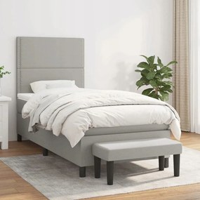 Box Spring Postel S Matrací Textil Světle Šedá Hladké s hřebíky 90 x 200