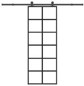 Posuvné dveře s kováním 76x205 cm ESG sklo a hliník 3332842