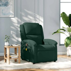 Masážní křeslo s polohovacím mechanismem, tmavě zelené sametové 3205954
