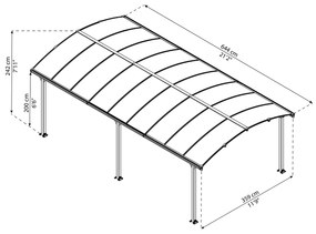Palram Arcadia 6400 hliníkový (montovaný) přístřešek s obloukovou střechou