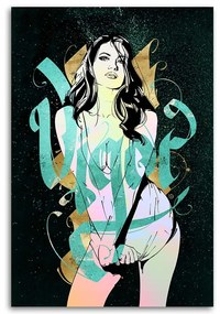 Gario Obraz na plátně Kresba ženy a tyrkysový nápis - Nikita Abakumov Rozměry: 40 x 60 cm