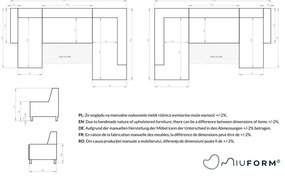 Světle modrá rozkládací pohovka do "U" Miuform Dazzling Daisy, levý roh