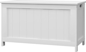 HOMCOM Box na hračky s víkem, úložný kufr, truhla na hračky, úložná krabice, lavička do chodby, ložnice, obývacího pokoje, 81 x 40 x 46 cm, Bílá | Aos
