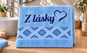 Bellatex Froté ručník kolekce Diamant s výšivkou Z lásky 50x100 cm Z lásky Modrá