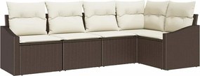 Set pohovek 5 ks Hnědá polyratan 3346718