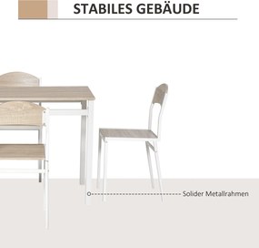 Jídelní set HOMCOM 5dílný jídelní set s dřevěnou strukturou MDF a kovem v šedé a bílé barvě, 1 stůl a 4 židle do moderní jídelny | Aosom.de