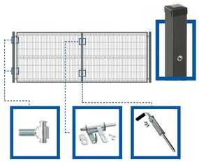 3D PLOTOVÁ BRÁNA 400 X 150 CM, KOMPLETNÍ SOUPRAVA - VČETNĚ SLOUPKŮ A PŘÍSLUŠENSTVÍ, WGBRA-T000298