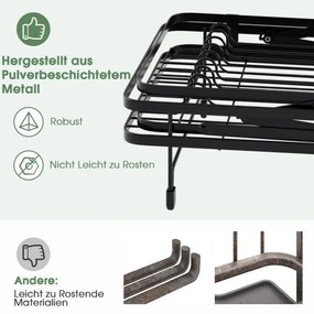 Costway Odkapávač na nádobí dvoupatrový, černý KC55230DK