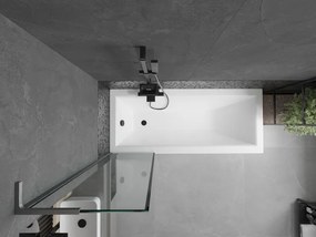 Mexen Next L, 1-křídlová vanová zástěna 50 x 150 cm, 6mm čiré sklo-černý vzor, ​​grafitový profil, 895-050-000-03-70-66