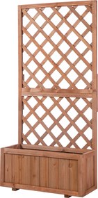 Outsunny Zahradní Vyvýšený Květinový Záhon s Trellis, Dřevěná Kvetinová Bednička, 72,5x31,5x149,5cm pro Zahradu, Balkon, Terasu, Ideální pro Popínavé