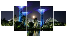 Obraz úplňku v Singapuských zahradách (125x70 cm)