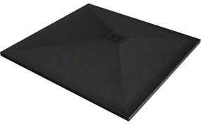 Mexen Stone+ Kompozitní čtvercová sprchová vanička 80 x 80 cm, černá, černý kryt - 44708080-B