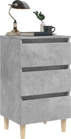 vidaXL Noční stolek s masivními dřevěnými nohami 40 x 35 x 69 cm [805895] Barva: šedá sonoma