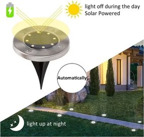 Zaparkorun Solární zahradní LED světla - 8 LED - studená bílá - 8 ks