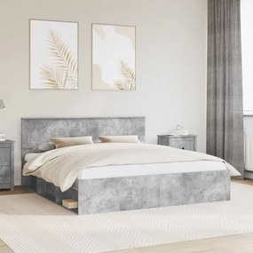 Rám postele s čelo Beton 180 x 200 cm Masivní borové dřevo 3410567