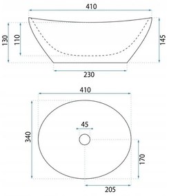Keramické umyvadlo na desku REA BASARO HERA bílá/stříbrná